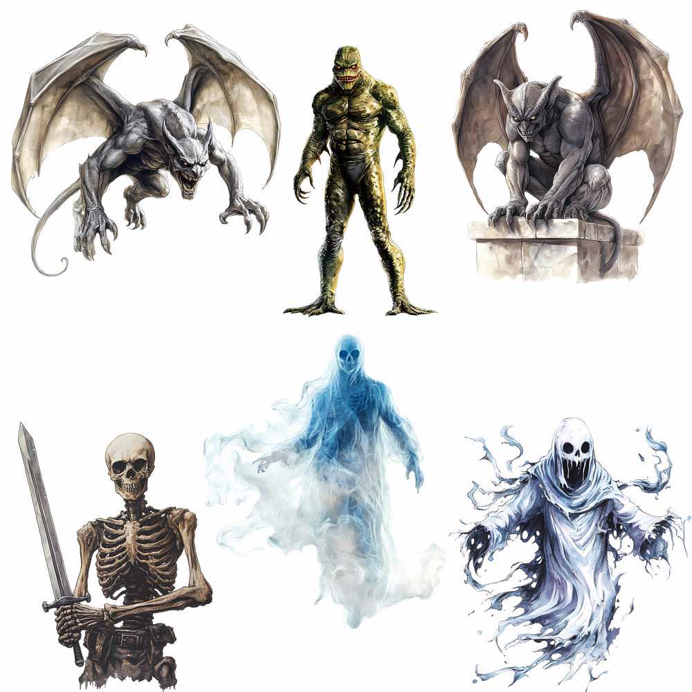 Halloween Monsters Clipart Scary Classic Creatures Watercolor Digital ...