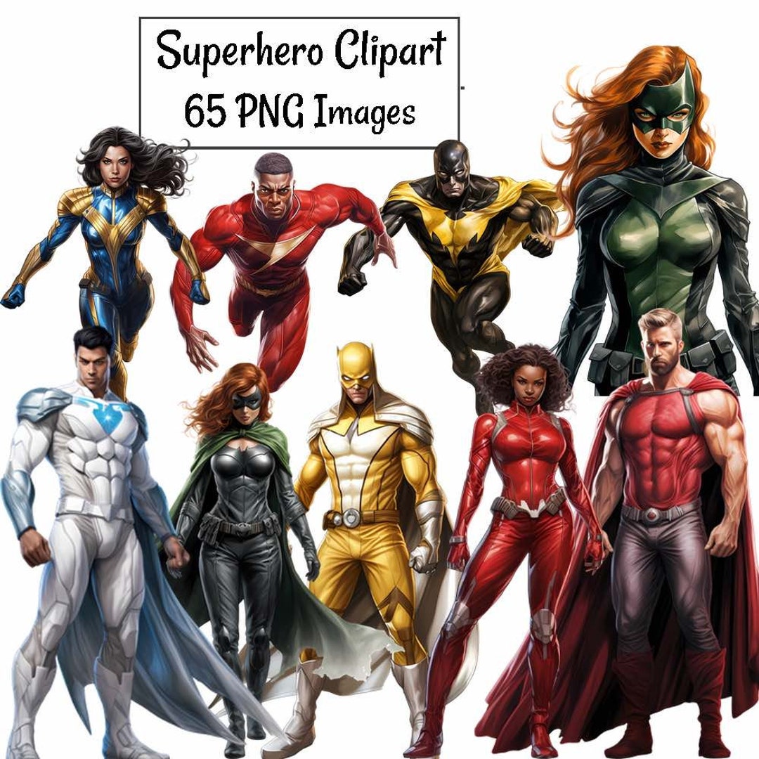Superhero Clipart Watercolor Huge Set, 65 Comic Hero Digital Download ...