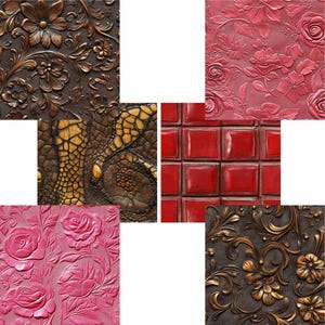 Tooled Leather Seamless Digital Papers, 42 Engraved Texture Western ...