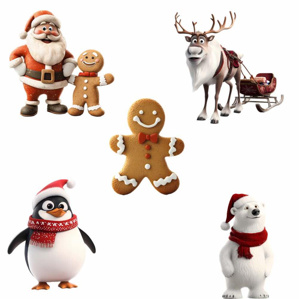 Christmas Clipart, 48 Santa Mrs. Claus Reindeer Digital Downloads ...