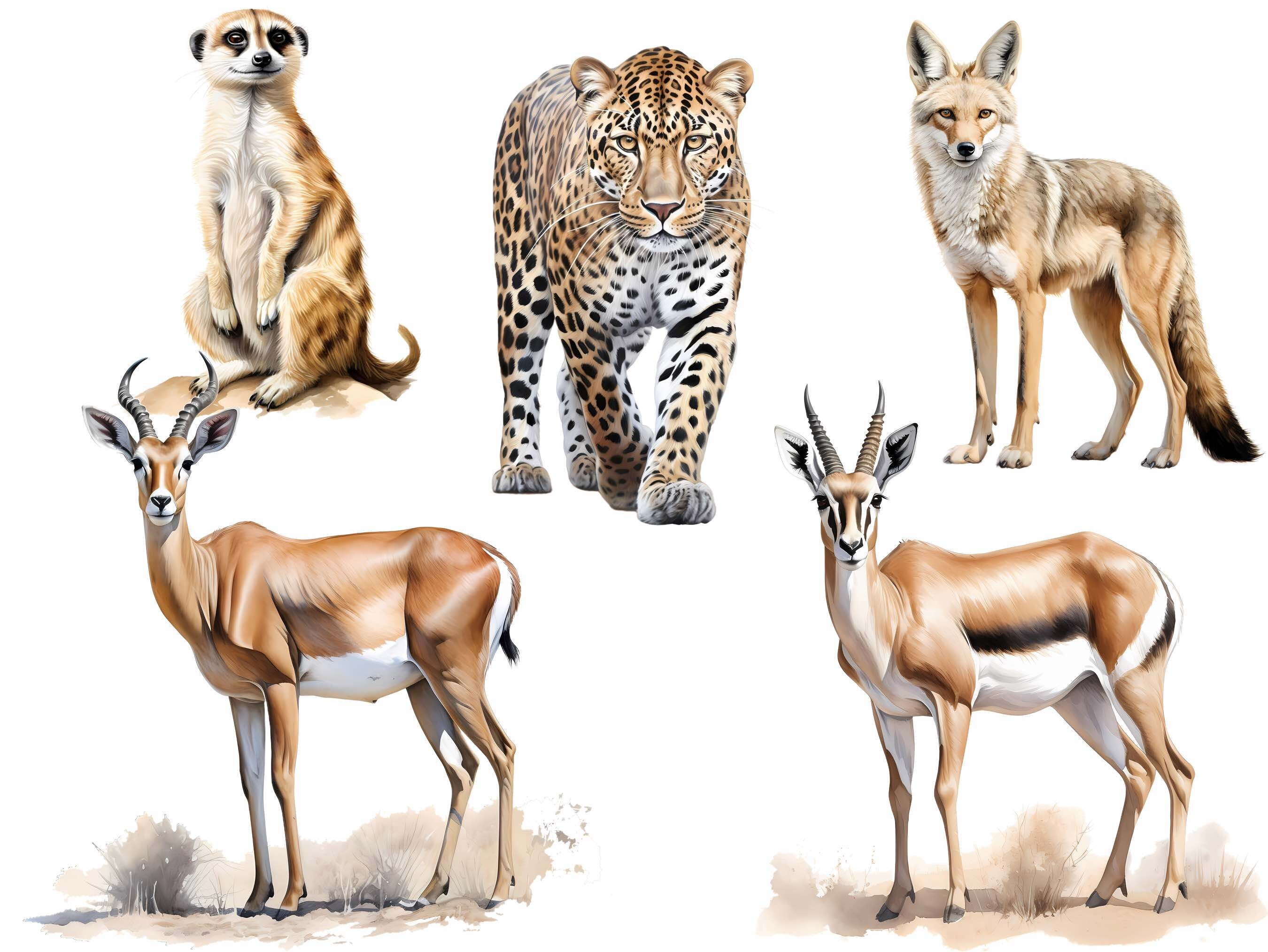 African Animals Clipart Digital Downloads, 20 Watercolor Safarijungle ...