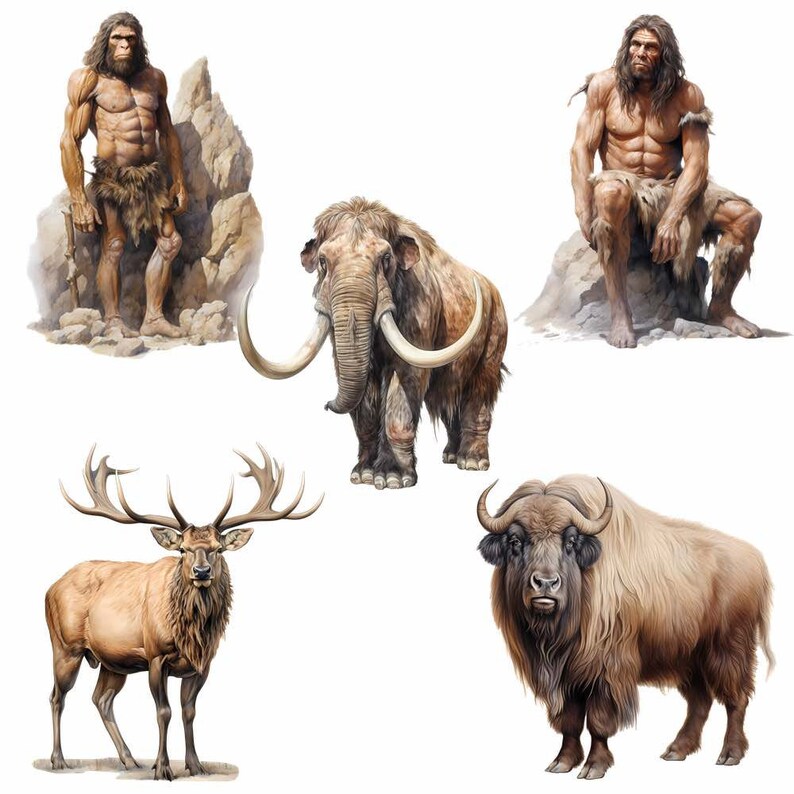 Ice Age Clipart Watercolor Digital Downloads Glacial Extinct Animal ...