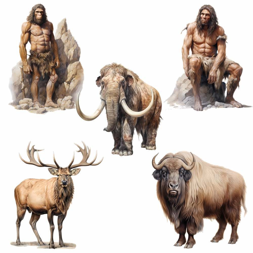 Ice Age Clipart Watercolor Digital Downloads Glacial Extinct Animal ...