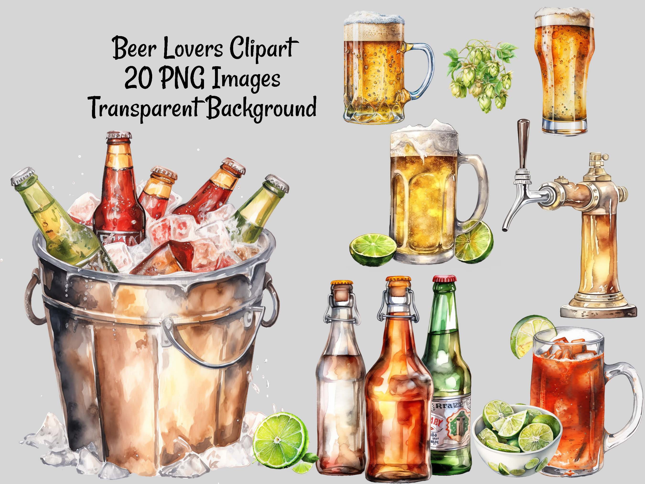Beer Drinks Alcohol Clipart Digital Downloads Watercolor - Etsy