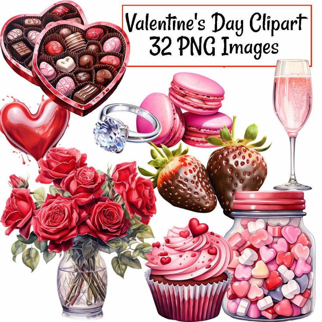 Valentine's Day Clipart Digital Downloads, 32 Valentine Love Candy ...