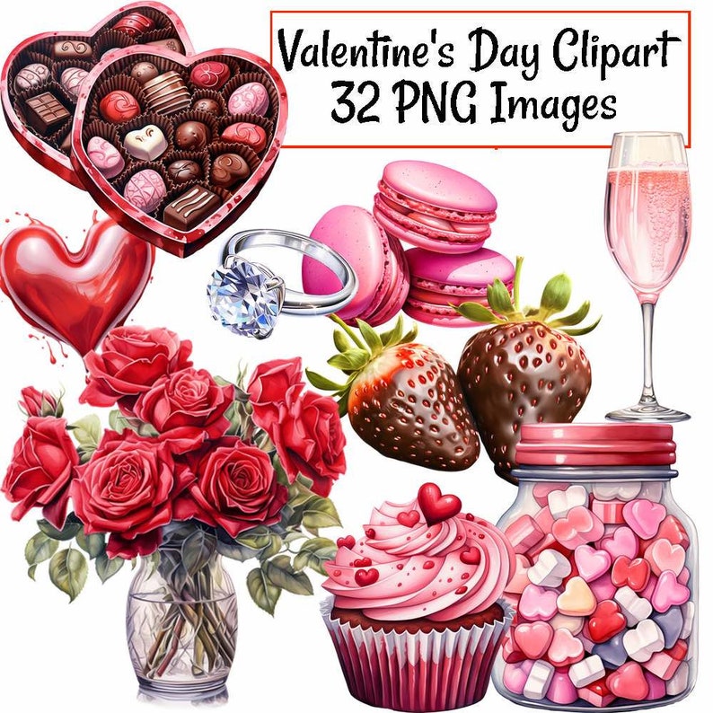 Valentine's Day Clipart Digital Downloads, 32 Valentine Love Candy ...