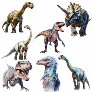 Dinosaur Watercolor Clipart Digital Downloads T-rex Tyrannosaurus ...