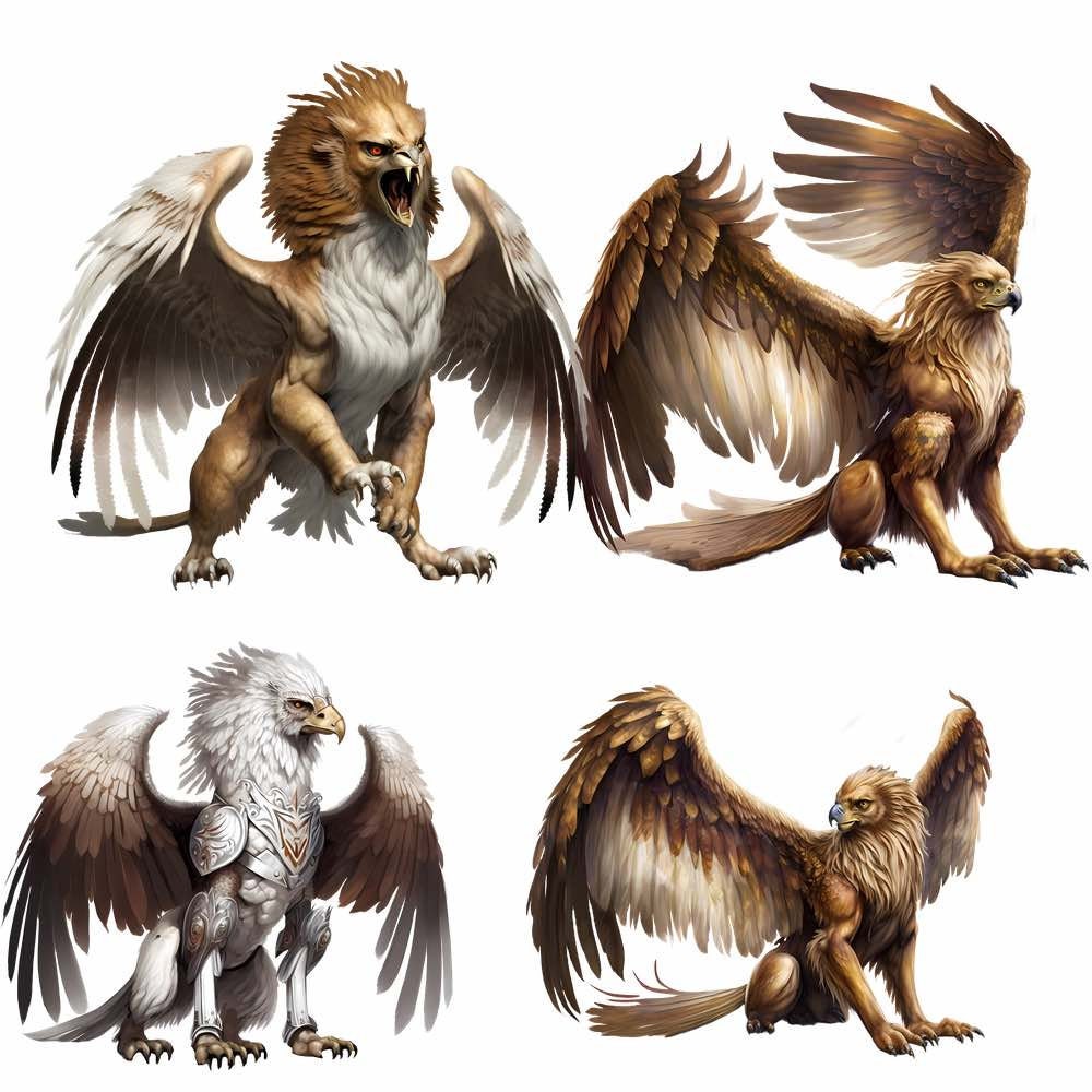 Griffin Mythological Clipart Printable Digital Downloads, 18 RPG ...