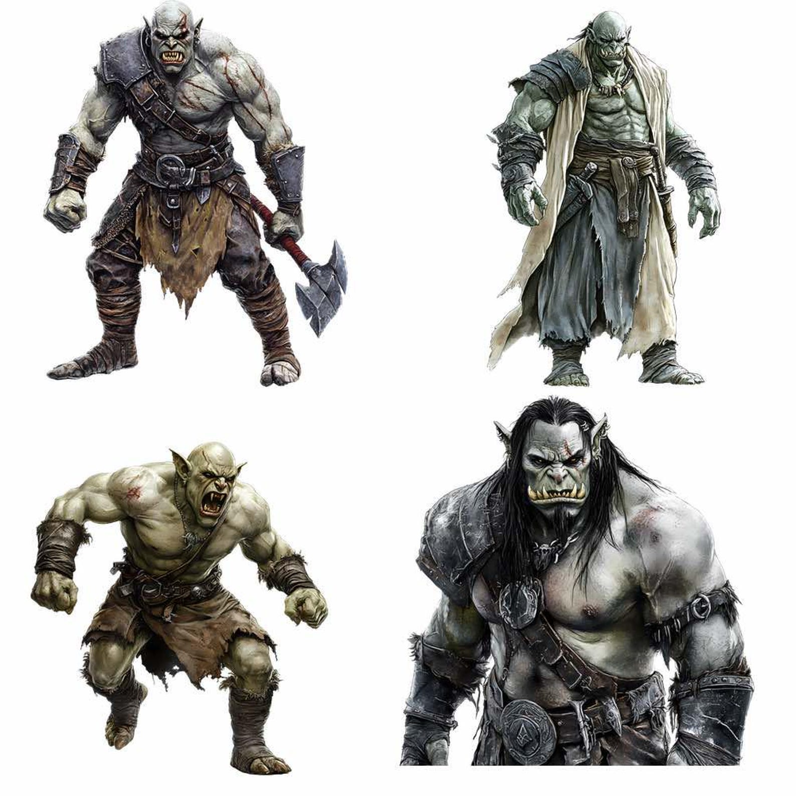 Orc Watercolor Clipart Warrior Digital Download RPG Gamer Fantasy ...