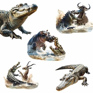 Crocodile Watercolor Clipart Digital Downloads, 34 Reptile Alligator ...