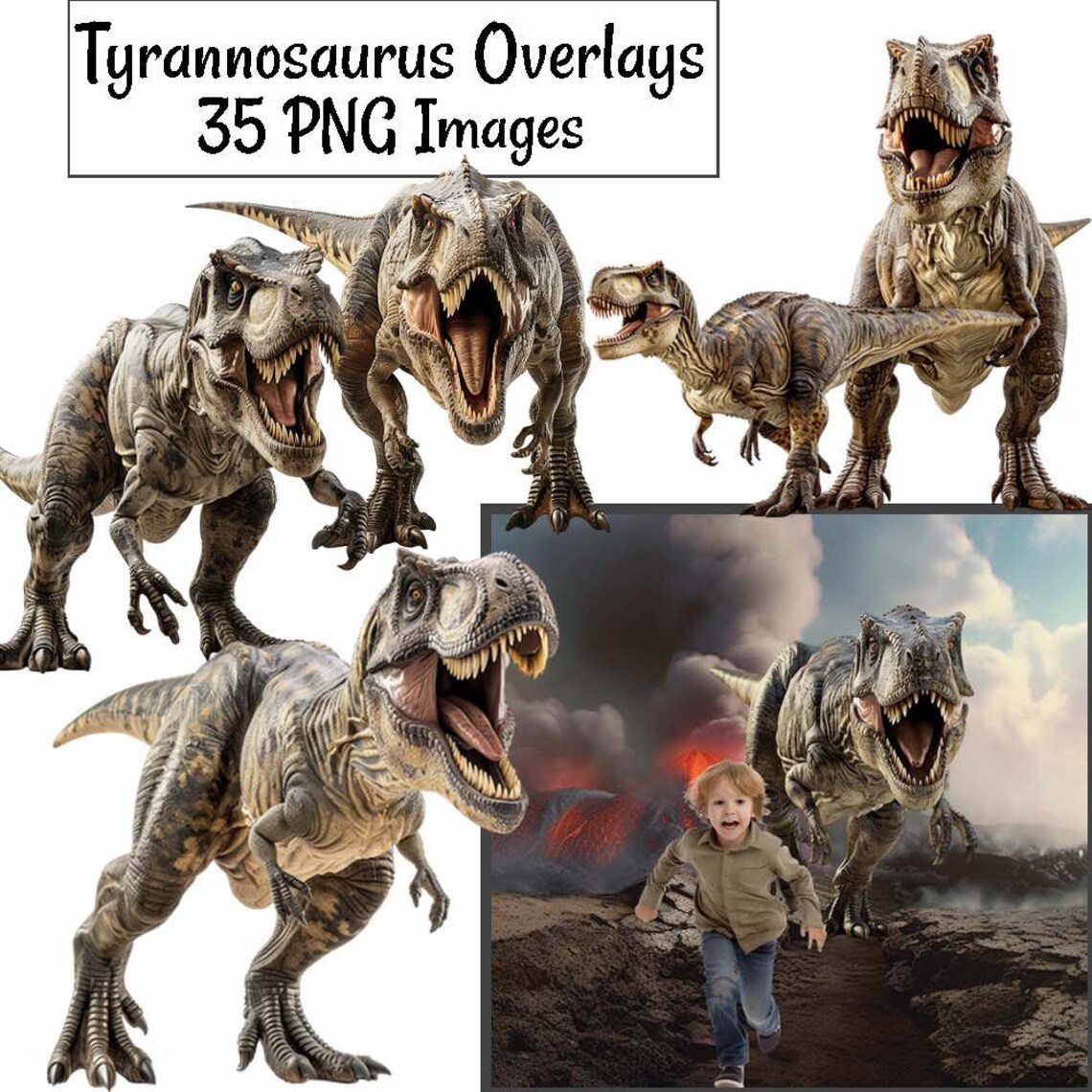 Tyrannosaurus Overlay Realistic Digital Downloads Jurassic Dinosaur ...