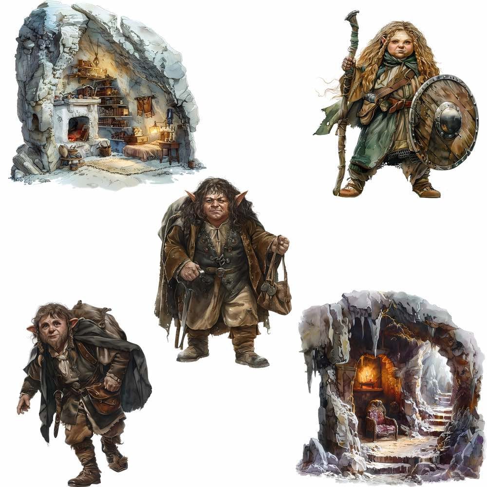 Fantasy Dwarf Watercolor Clipart, 38 RPG Fantasy Folklore Fairy Tale ...