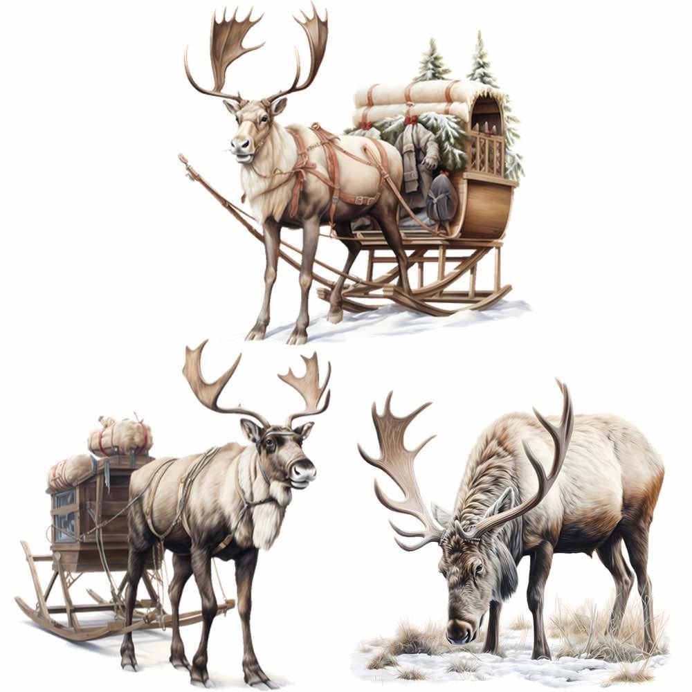 Reindeer Caribou Watercolor Clipart Digital Downloads 18 - Etsy