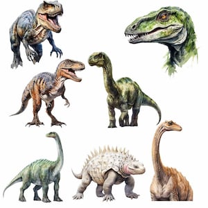 Dinosaur Watercolor Clipart Digital Downloads T-rex Tyrannosaurus ...