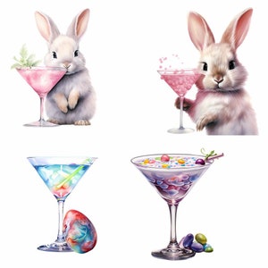 Easter Cocktail Clipart Digital Downloads Watercolor Overlay Spring ...