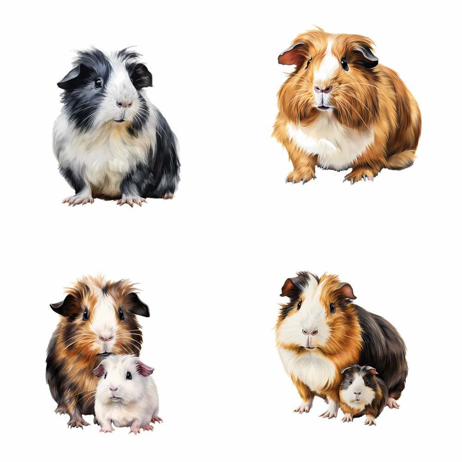 Guinea Pig Clipart Watercolor Digital Downloads Pet Rodent Animal High ...