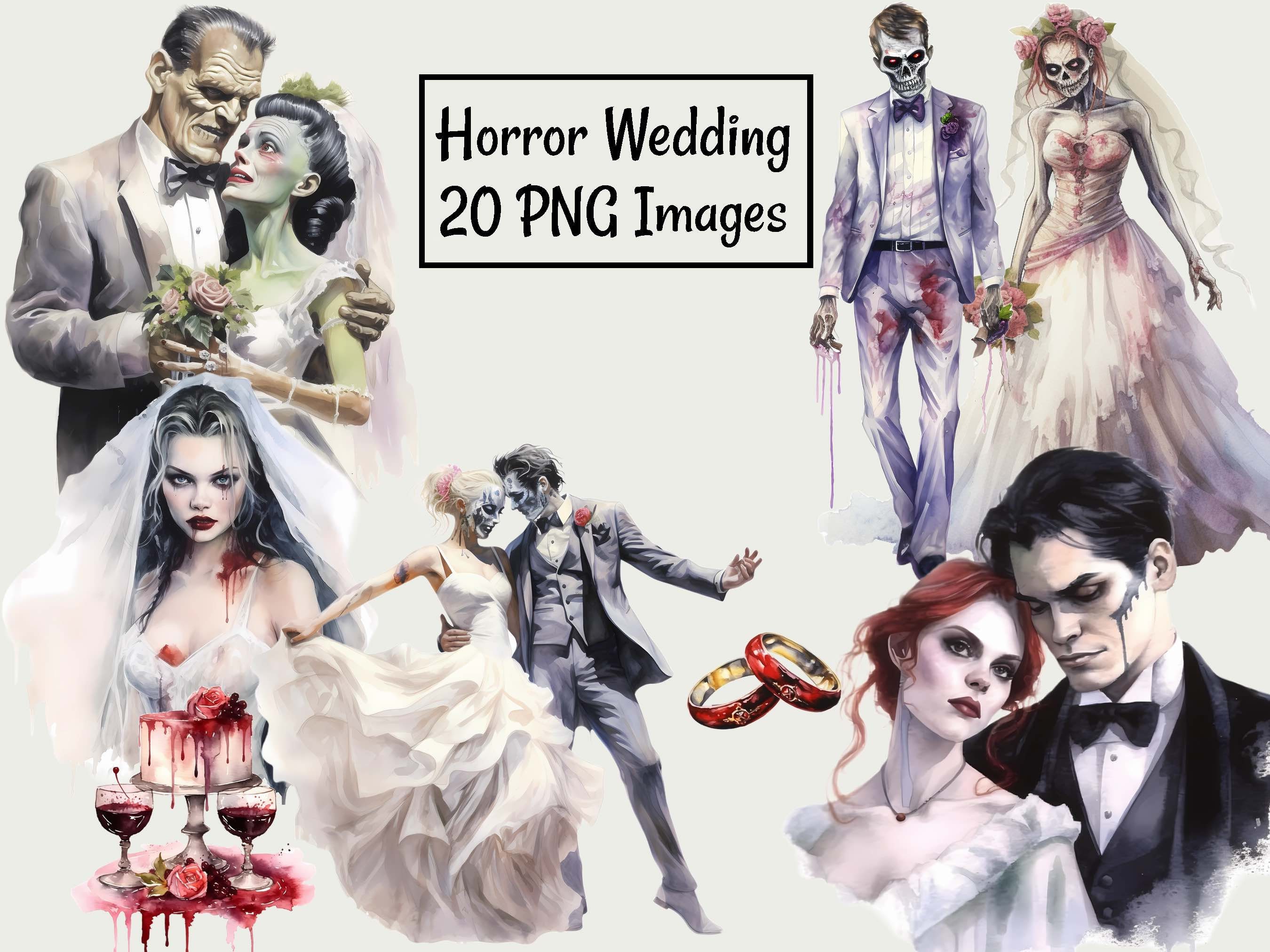 Horror Wedding Vampire Zombie Skeleton Clipart Digital - Etsy