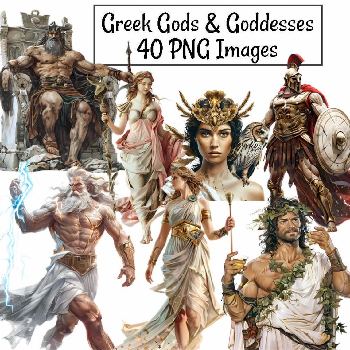 Greek Gods and Goddesses Clipart, Deities Zeus Mount Olympus Olympian ...