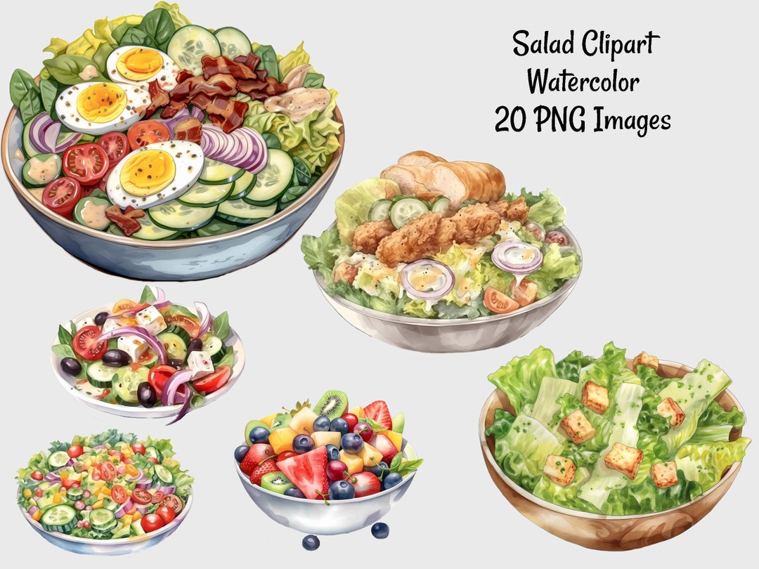 Salad Greenery Clipart Digital Downloads, Watercolor Overlay ,20 ...
