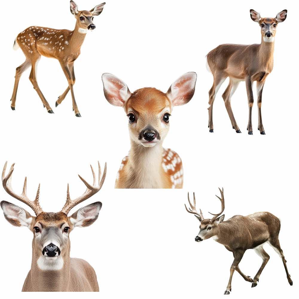 White Tailed Deer Overlay, 25 Realistic Buck Doe Fawn Antlers Woodland ...