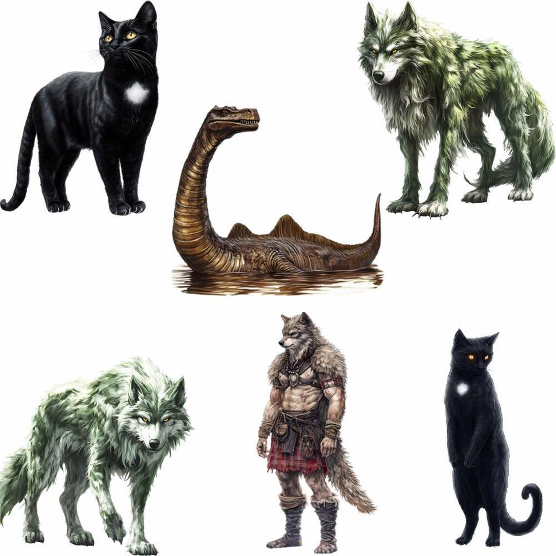 Scottish Folklore Creature Clipart, 34 Mythical Beast Scotland ...