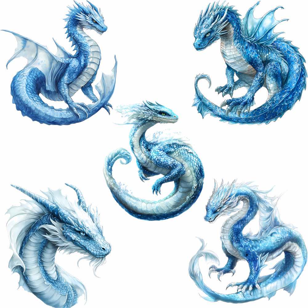 Elemental Dragon Watercolor Clipart, 40 RPG Fantasy Folklore Mythology ...