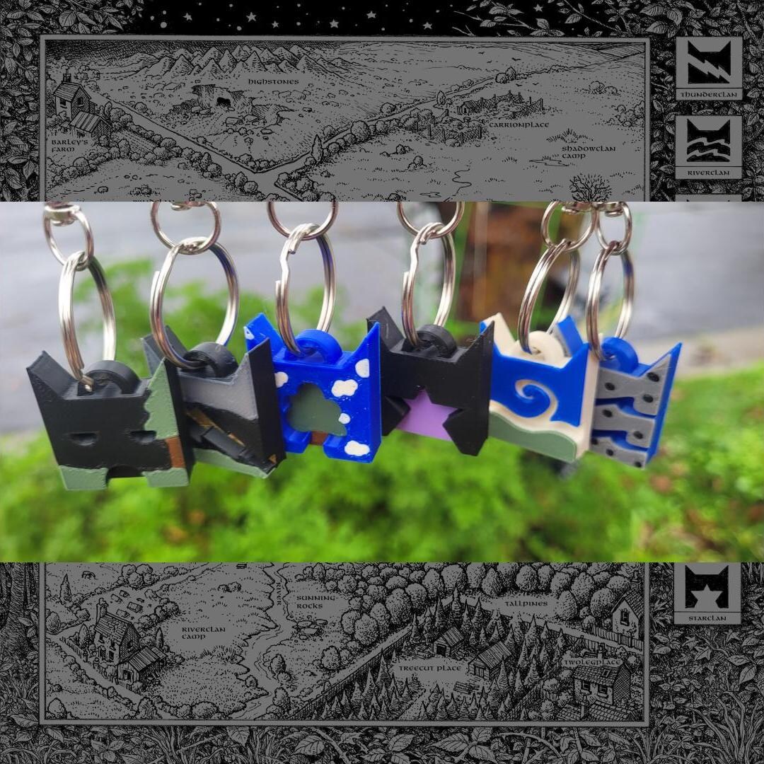 Warrior Cats Clan Keychain // 6 Keychain Set // Thunderclan, Riverclan ...