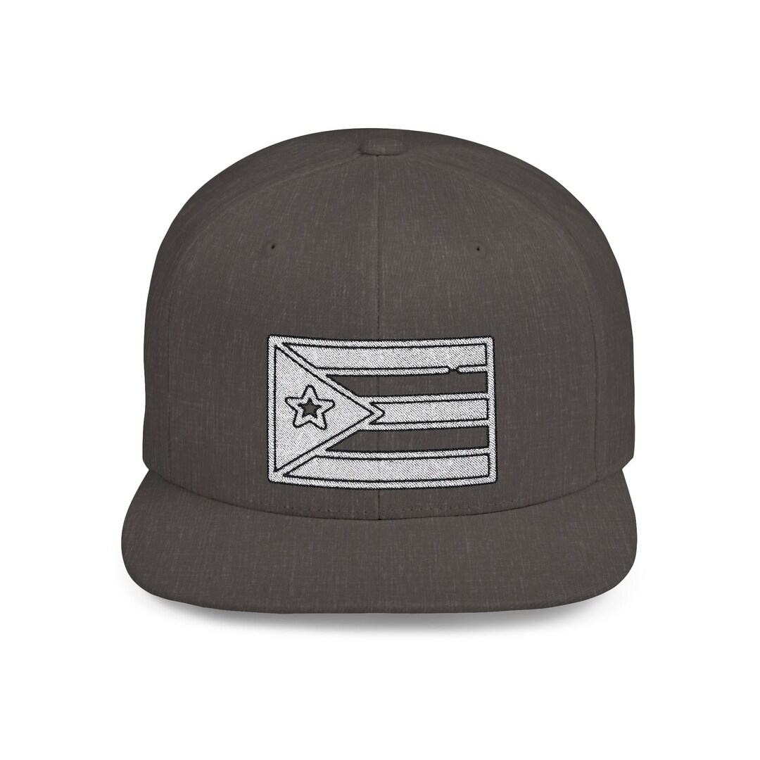 Snapback Hat Puerto Rico Flag Black Silhouette Patriotic Design Isla ...