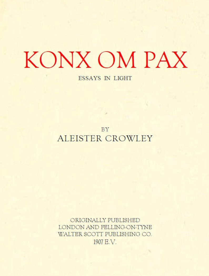 Konx Om Pax - A Crowley 1907 - Etsy