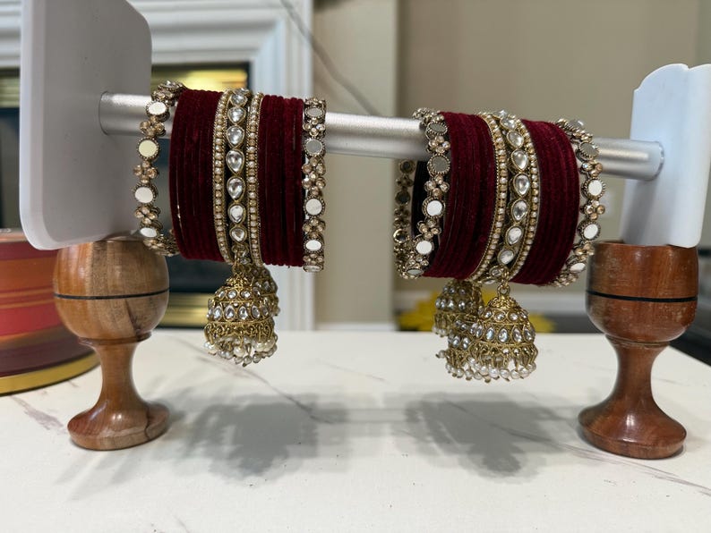 RED VELVET BANGLES, Velvet Bangles, Indian Bangles, Indian Bangle Set ...