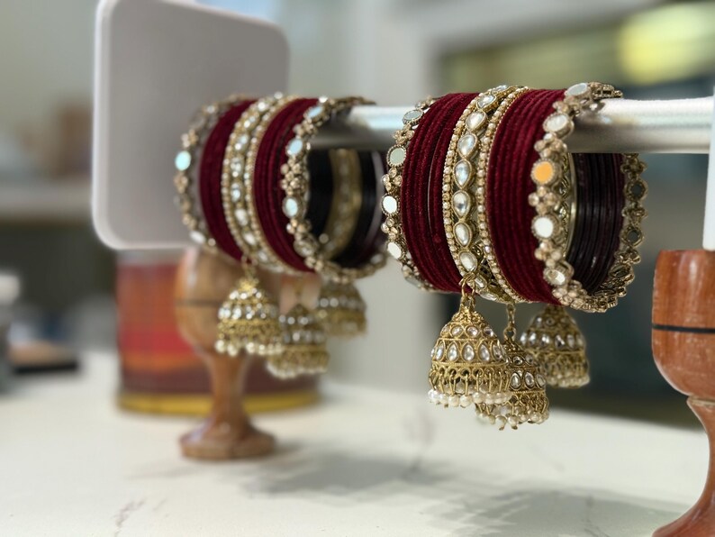 RED VELVET BANGLES, Velvet Bangles, Indian Bangles, Indian Bangle Set ...
