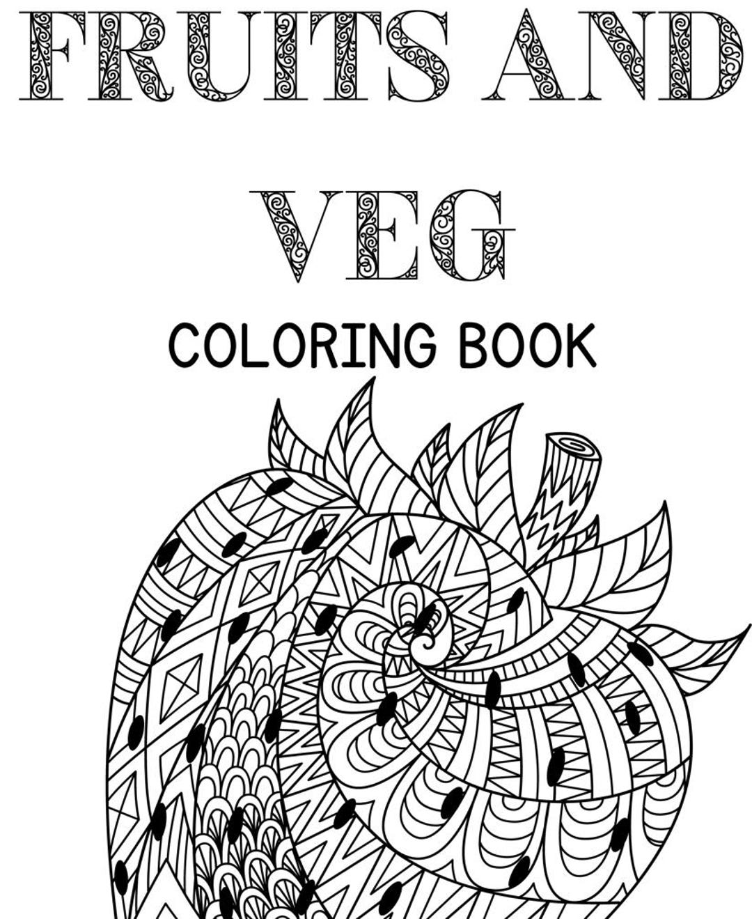 Fruits and Vegetables Coloring Book, Mindful Mandala Style (digital ...