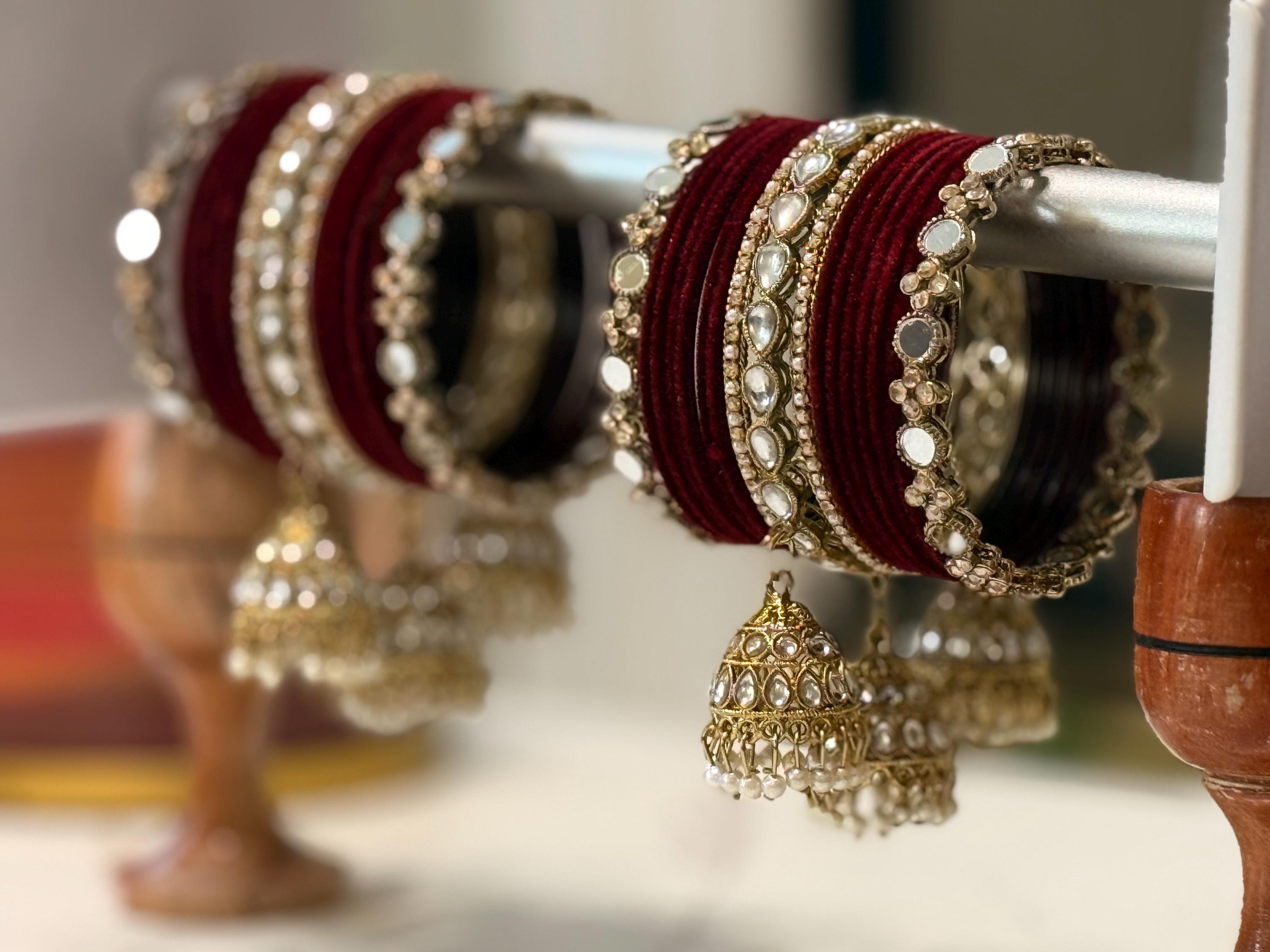 RED VELVET BANGLES, Velvet Bangles, Indian Bangles, Indian Bangle Set ...