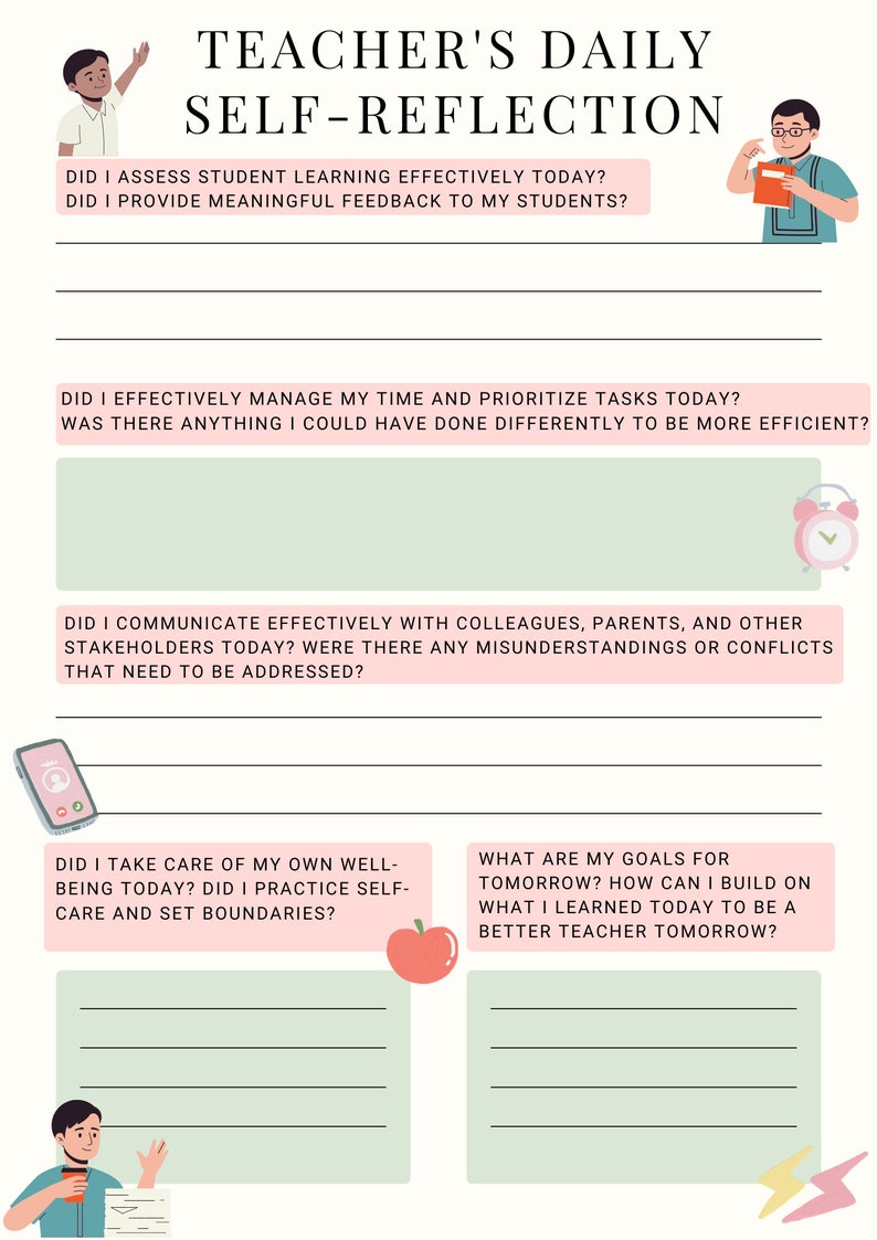 Daily Self-reflection for Teachers - Etsy