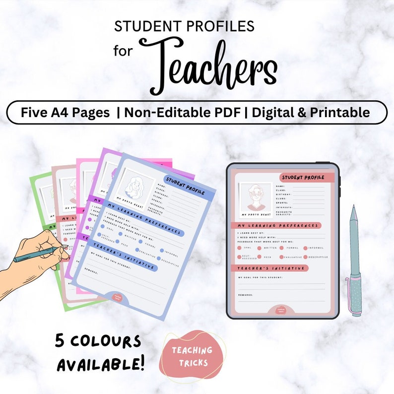 Student Profile for Teachers - Etsy