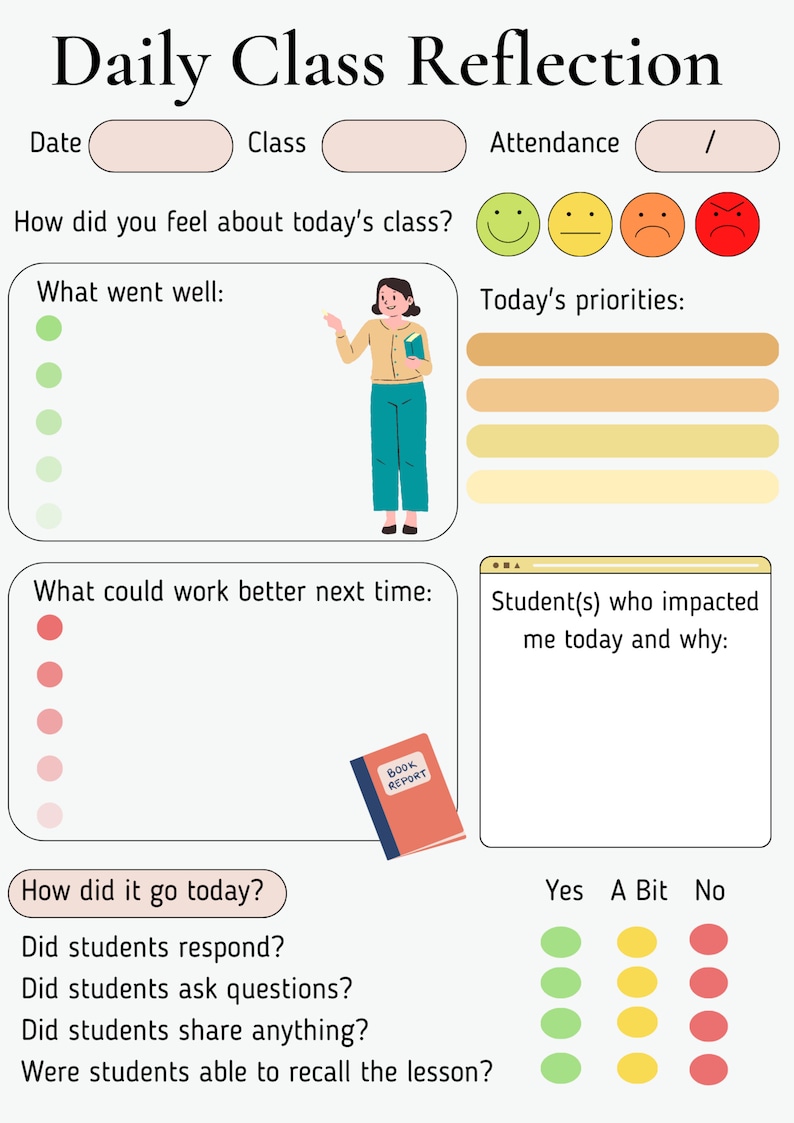 Daily Class Reflection for Teachers - Etsy