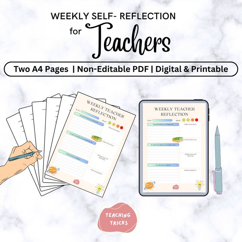 Weekly Self-reflection for Teachers - Etsy