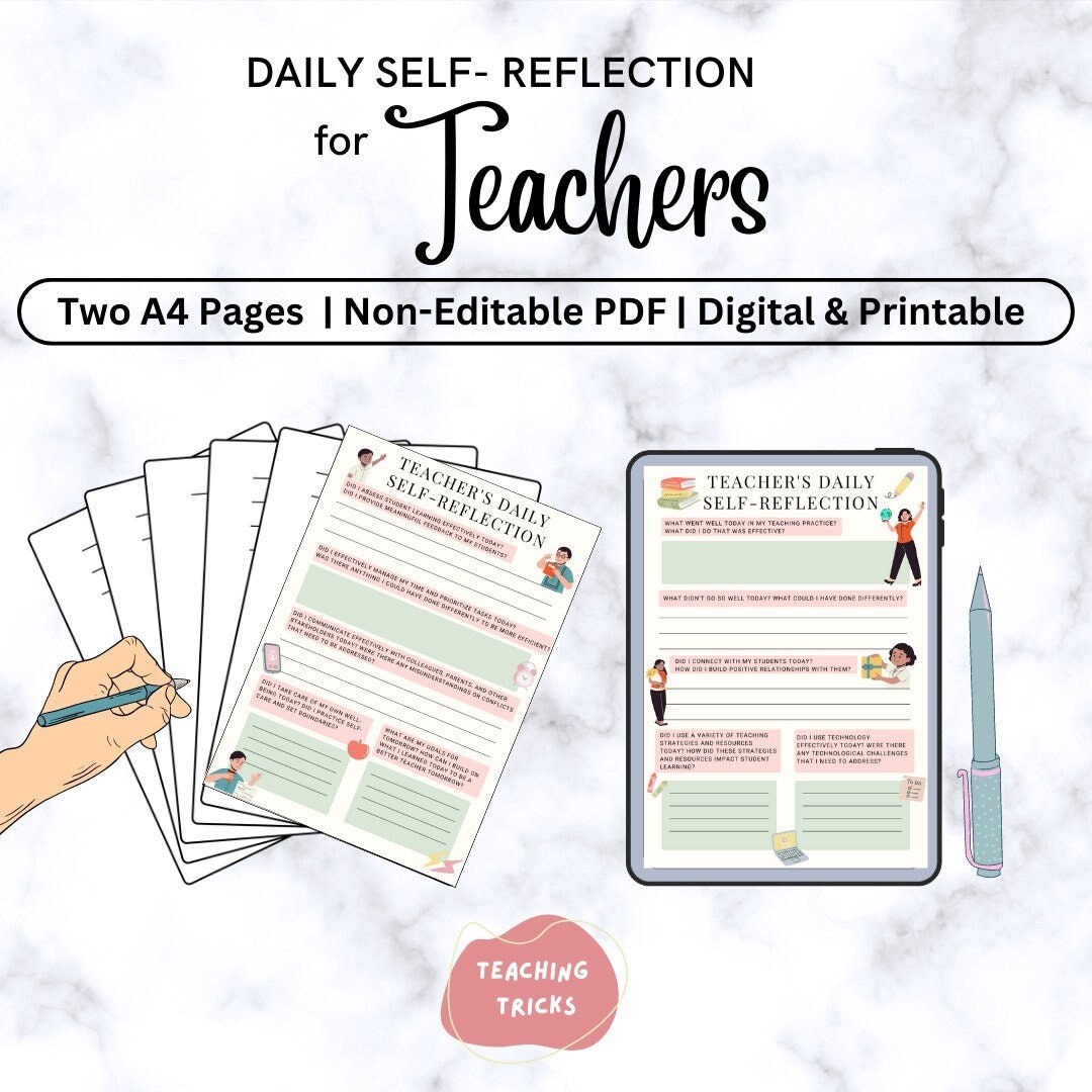 Daily Self-reflection for Teachers - Etsy