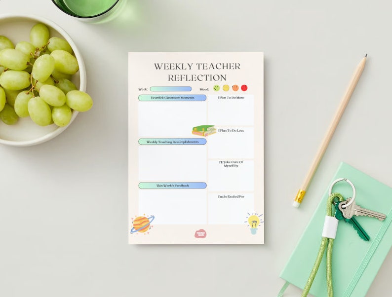 Weekly Self-reflection for Teachers - Etsy