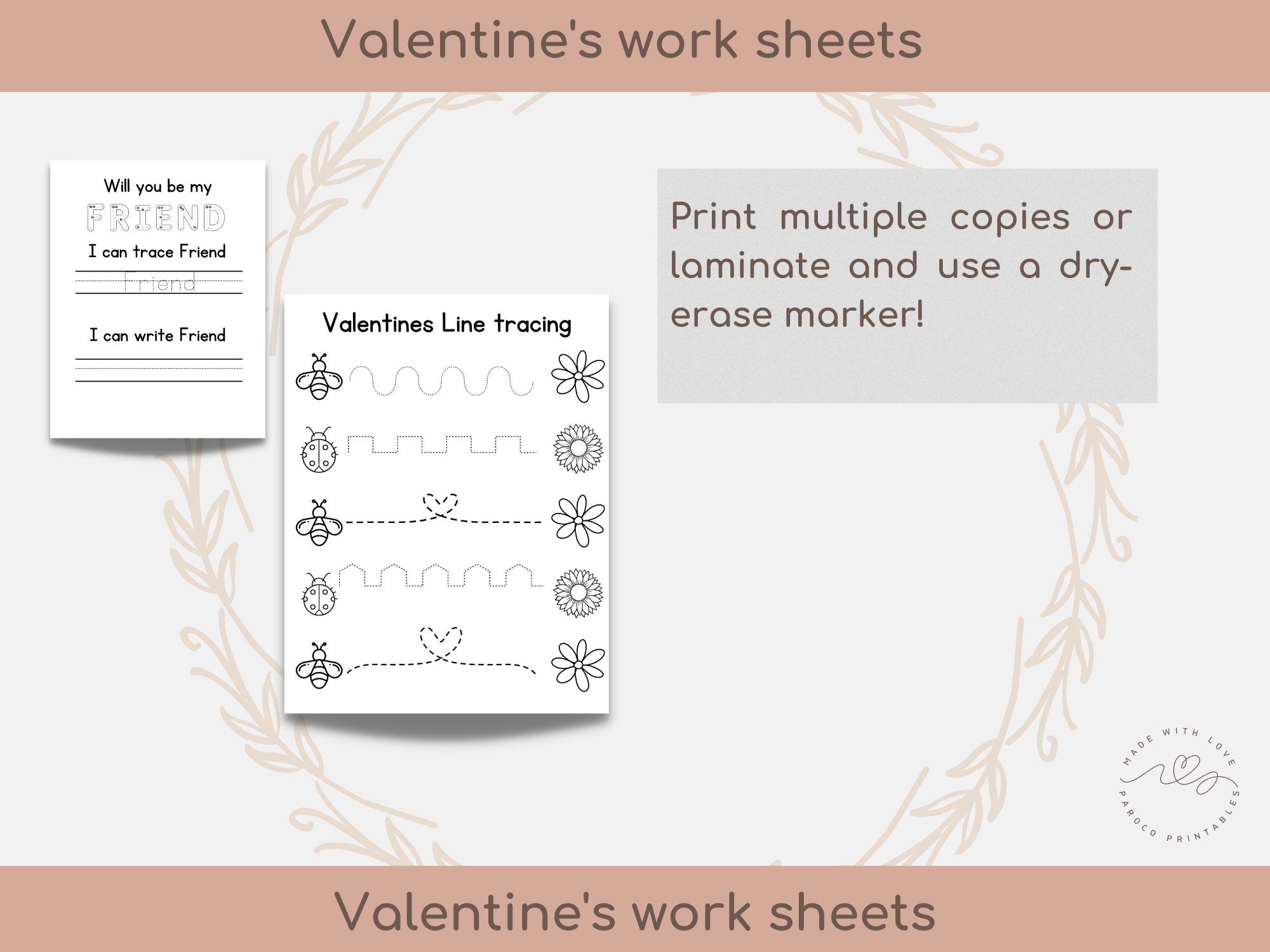 Hoja de trabajo para trazar y colorear del día de San Valentín - Etsy ...