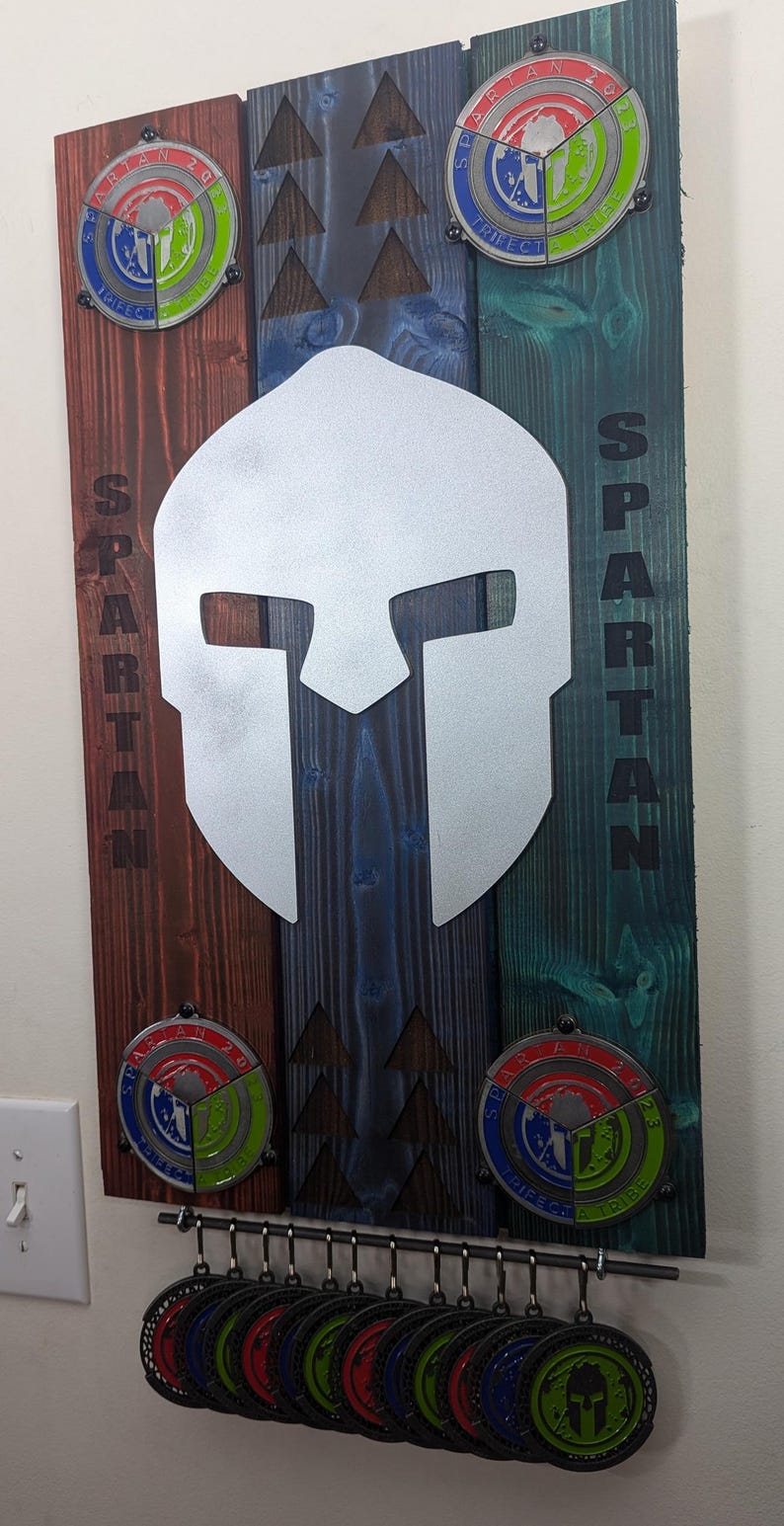Spartan X4 Four Trifecta Medal Rack / Display (delta Series- RBG_M_4X ...