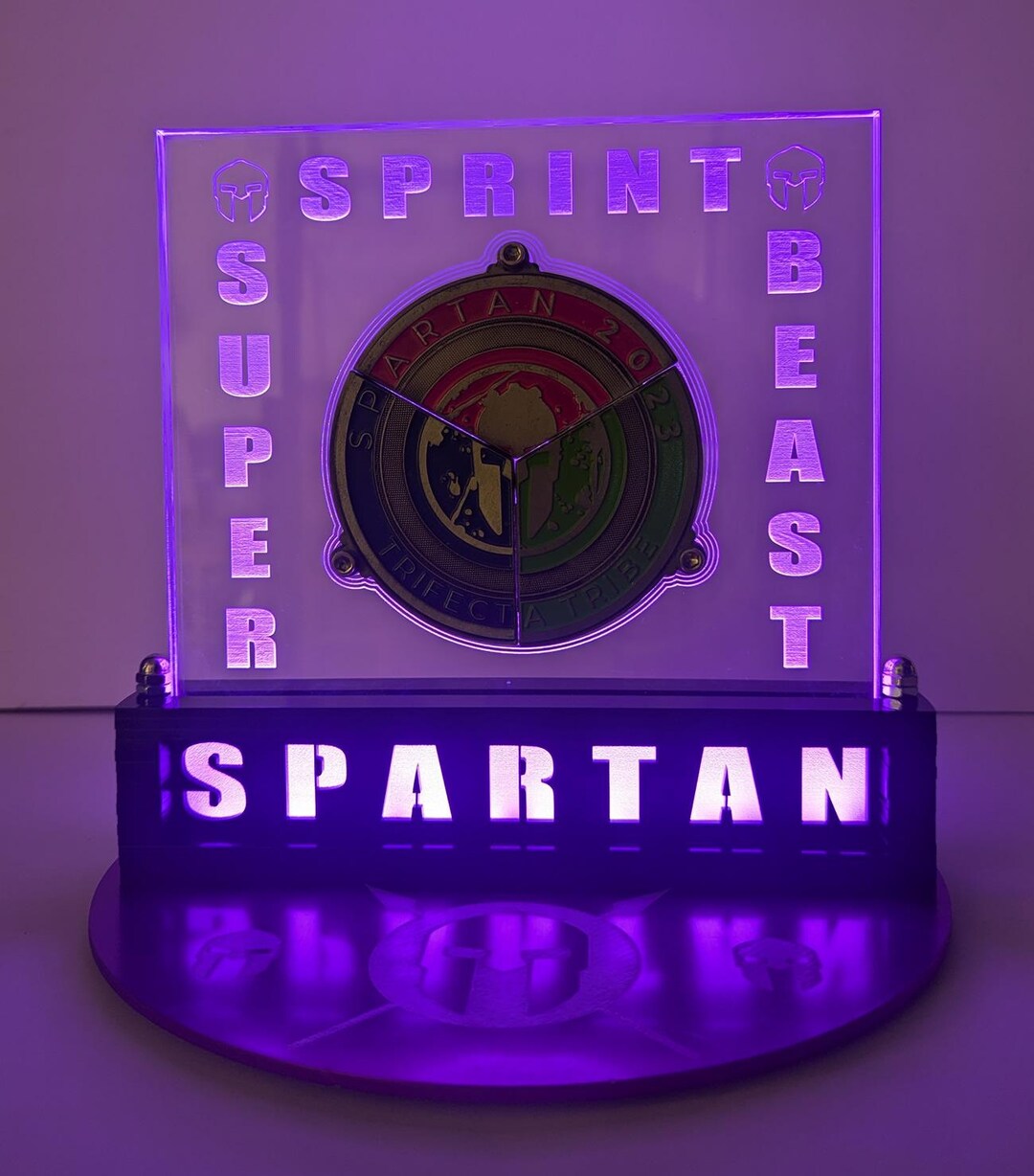 LED Spartan X1 Medal Rack / Display - Purple Base (led_1x_purple_1012a ...