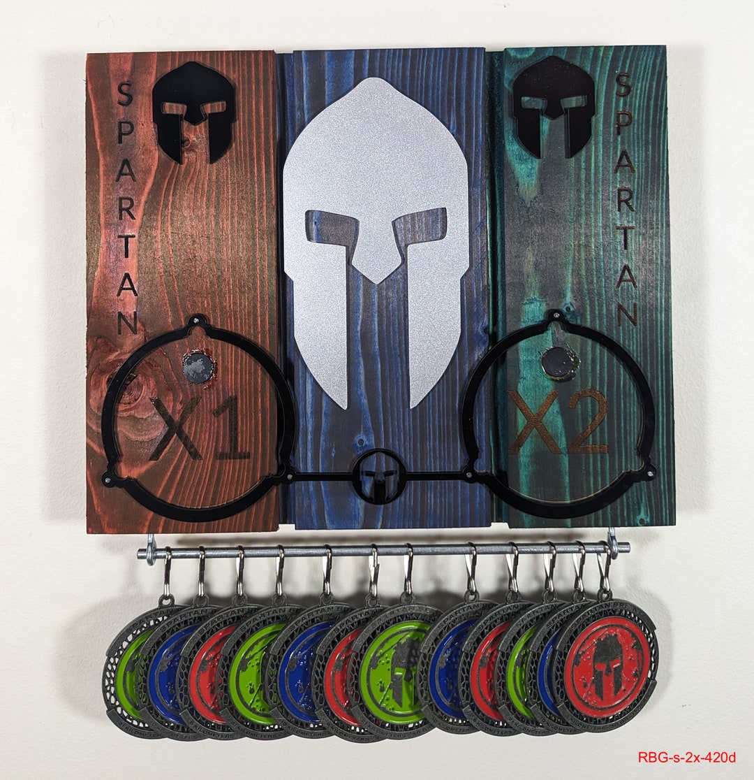 Spartan X2 Two Trifecta Medal Rack / Display V2.0 Rbg-s-2x-420d - Etsy