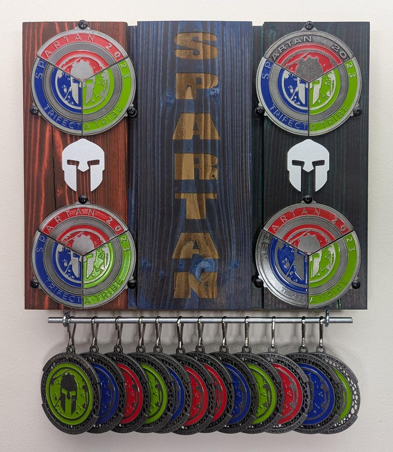 Spartan X4 Four Trifecta Medal Rack / Display (RBG_S_4X_1228A) - Etsy