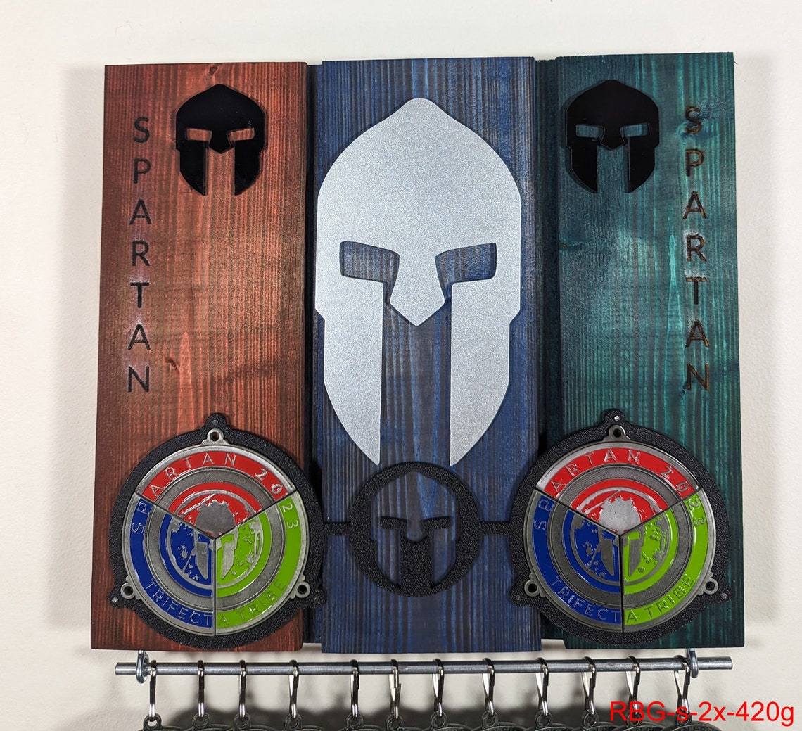 Spartan X2 Two Trifecta Medal Rack / Display V2.0 Rbg-s-2x-420g - Etsy