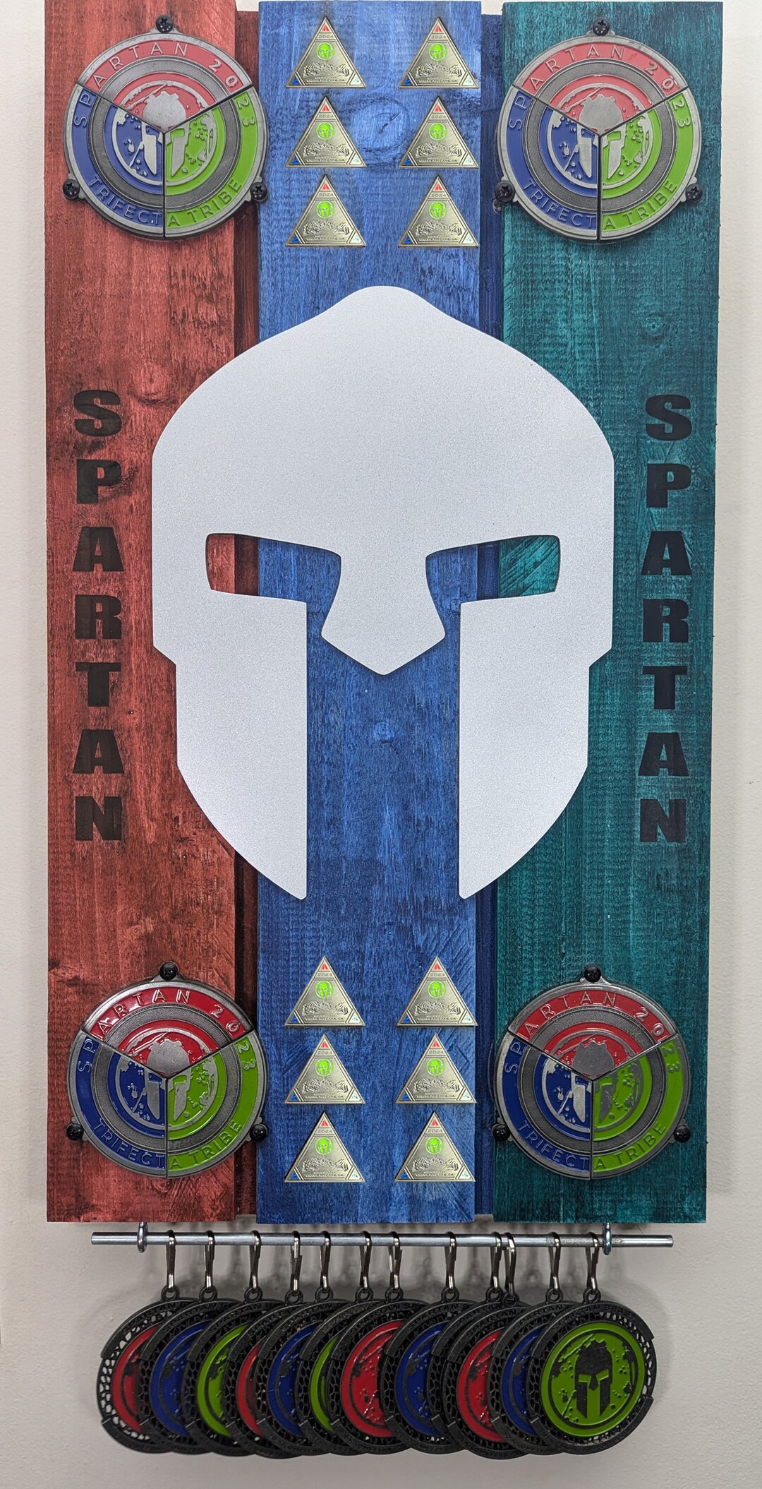 Spartan X4 Four Trifecta Medal Rack / Display (white Delta Series- RBG_M_4X_DELTA_0705A) - Etsy