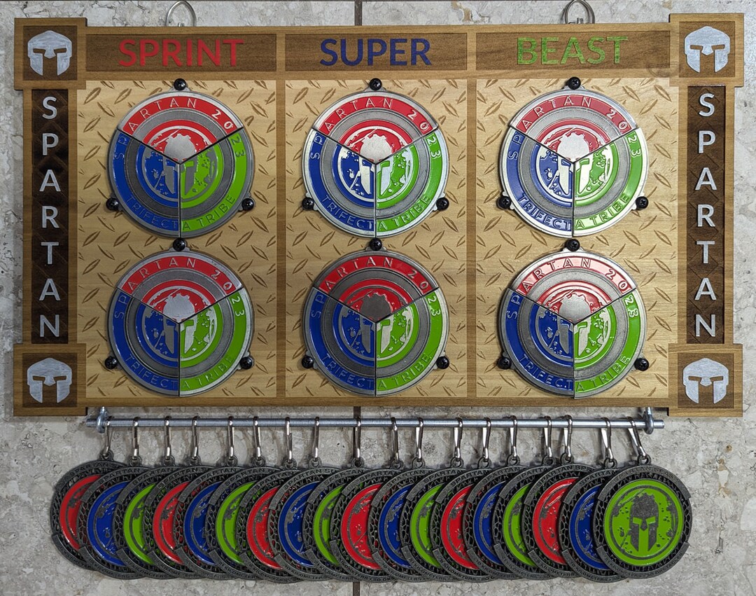 Spartan Six Trifecta Medal Rack / Display 3P_6X_0629B - Etsy
