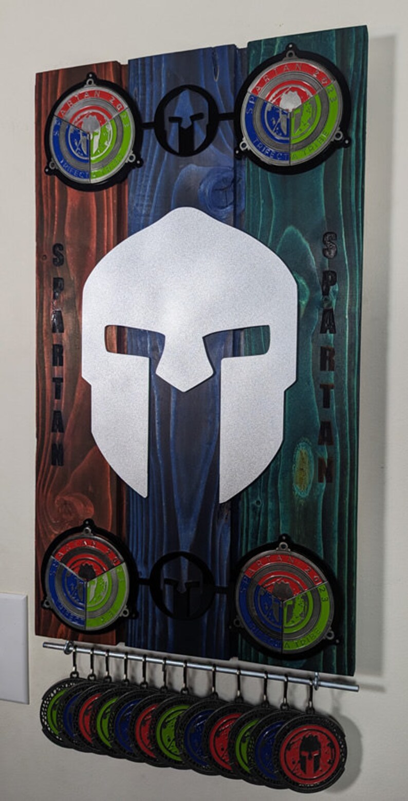 Spartan Four Trifecta Medal Rack / Display (V2.0 - RBG_M_4X_0512B) - Etsy