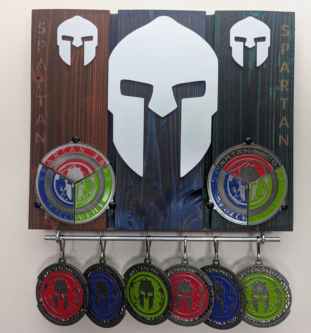 Spartan X2 Two Trifecta Medal Rack / Display (RBG_S_2X_1228D) - Etsy