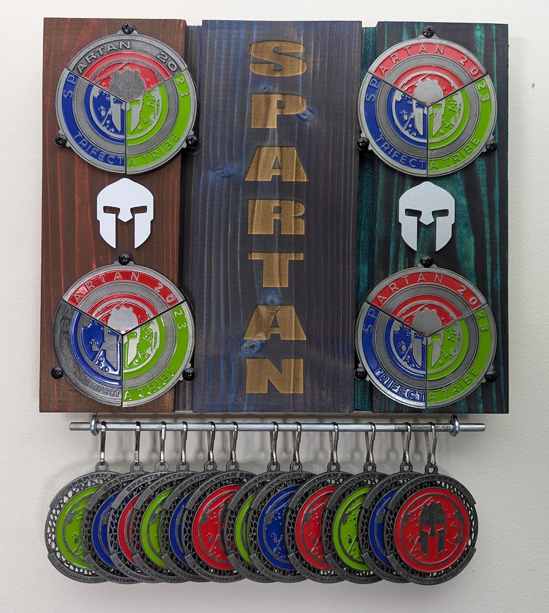 Spartan X4 Four Trifecta Medal Rack / Display (RBG_S_4X_0215C) - Etsy